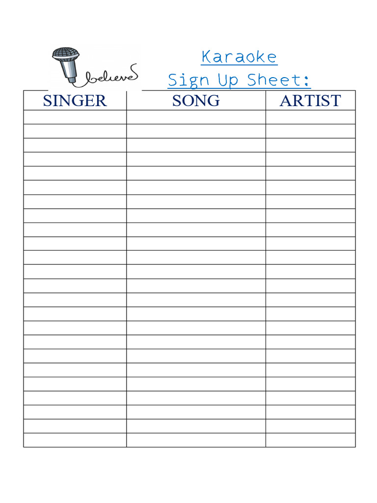 Karaoke Sign Up Sheet | PDF