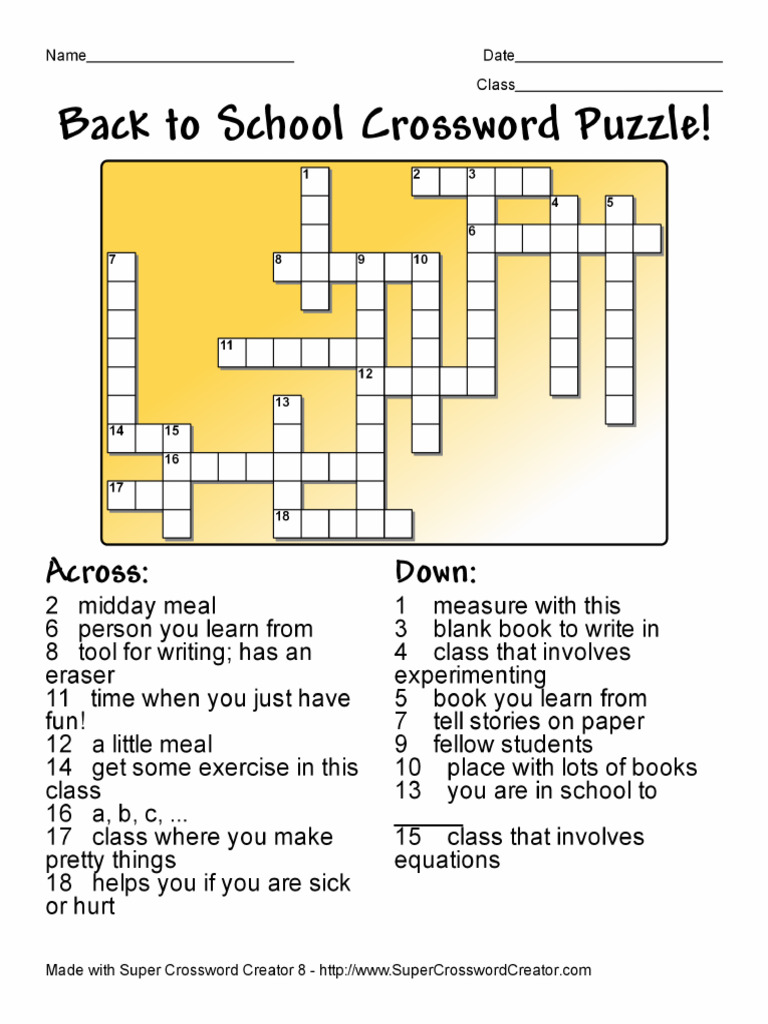 Back To School Crossword | PDF