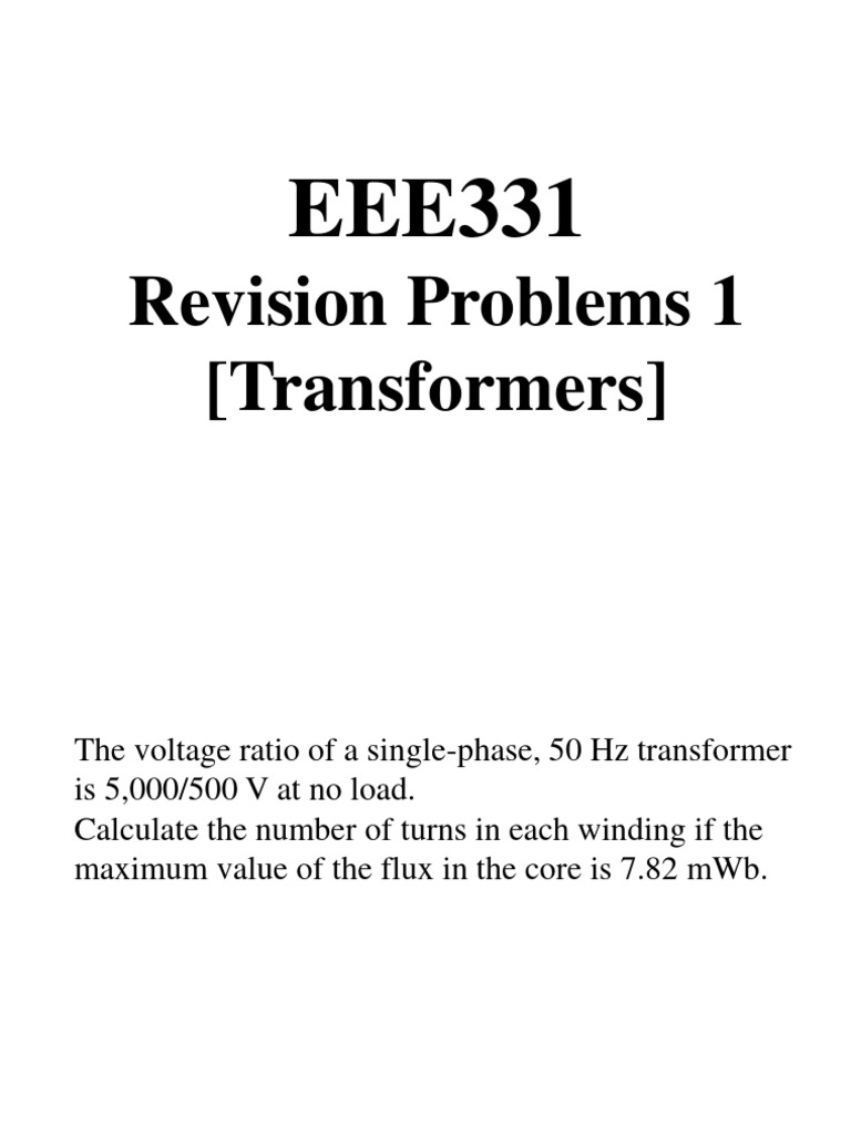 Transformer Calculations Guide | PDF | Transformer | Electric Power
