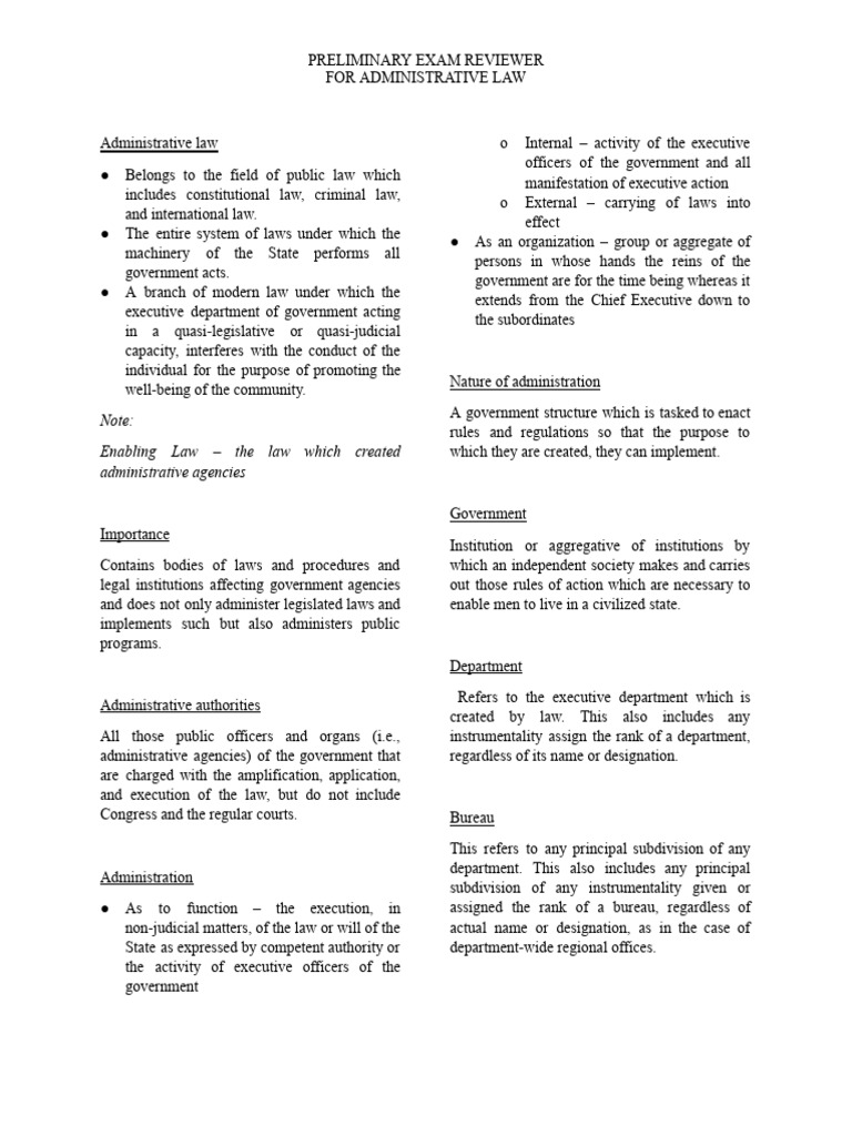 Administrative Law Reviewer | PDF | Administrative Law | Government ...