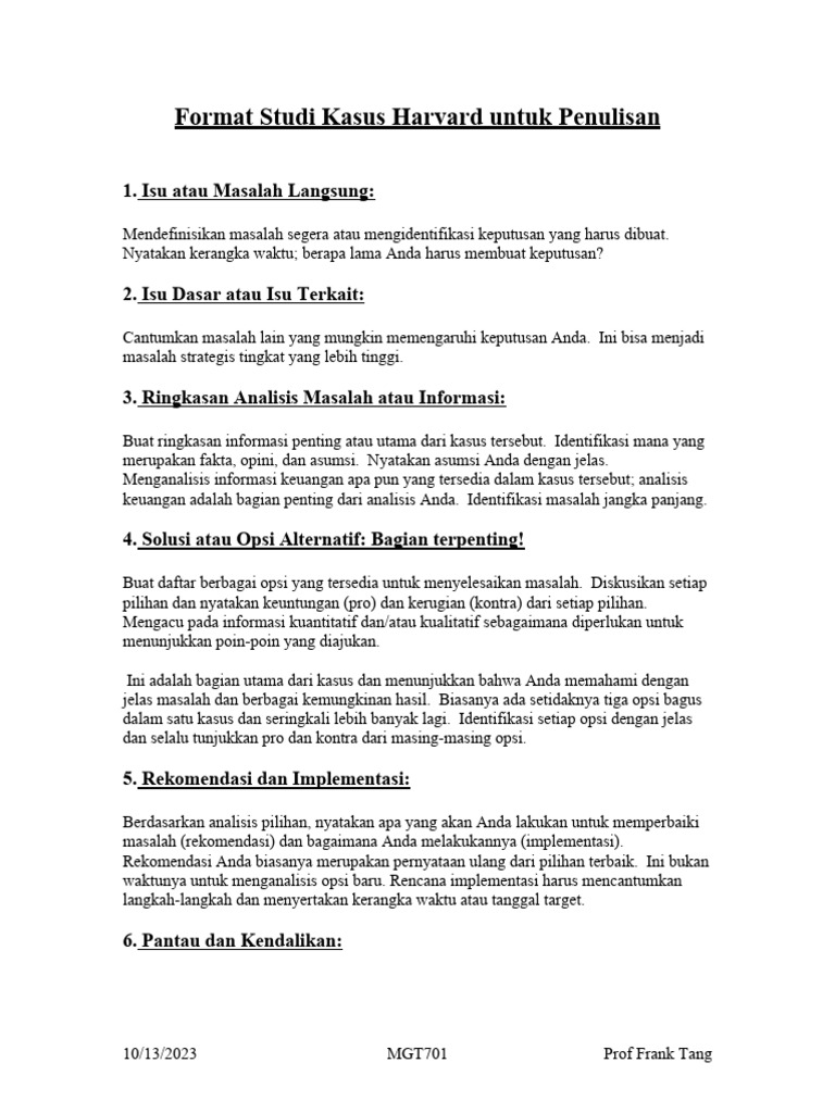 Panduan Format Harvard untuk Studi Kasus | PDF