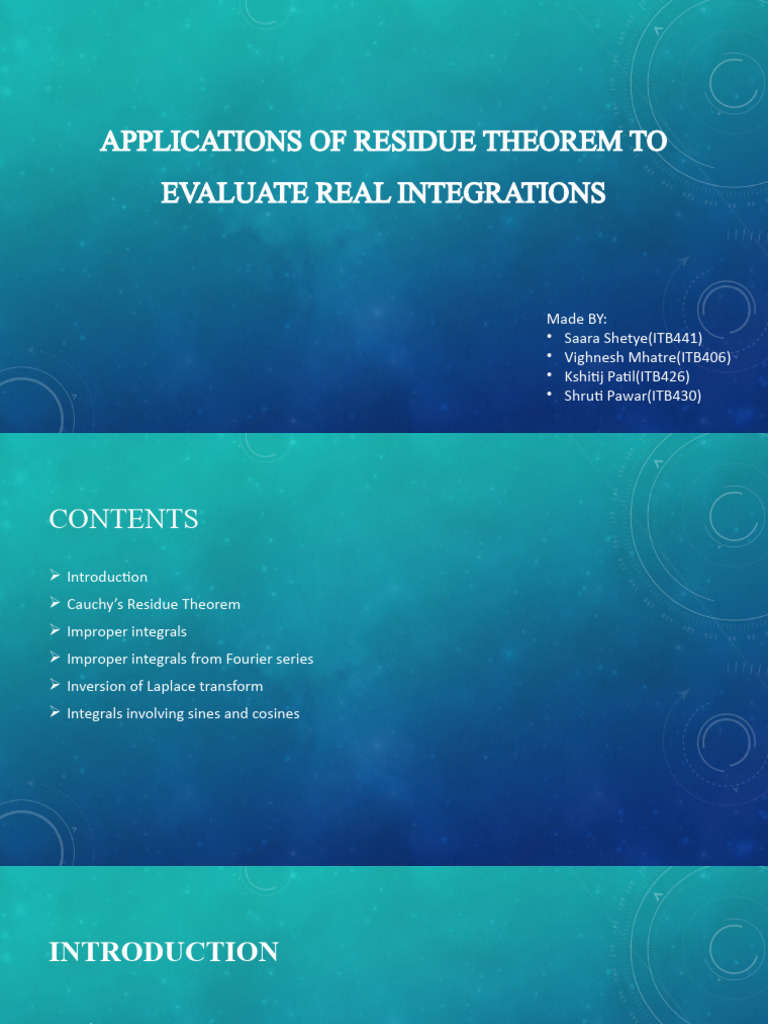 Applications of Residue Theorem To Evaluate Real Integration (Itb406, Itb441, Itb426, Itb430 ...