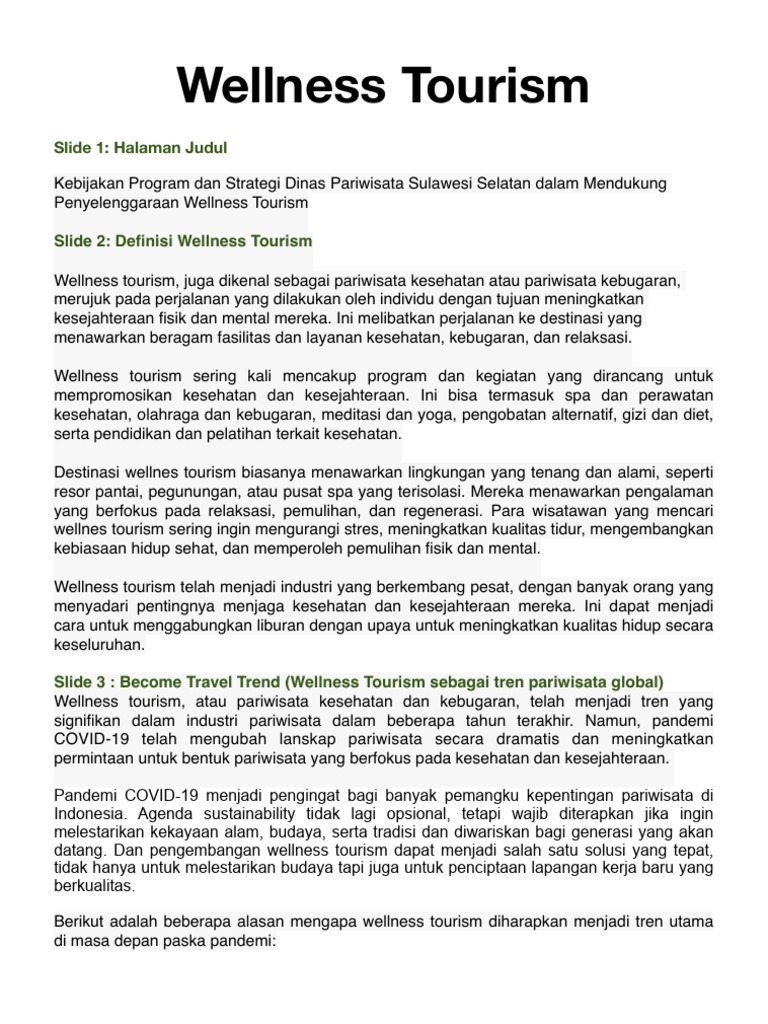 Wellness Tourism | PDF