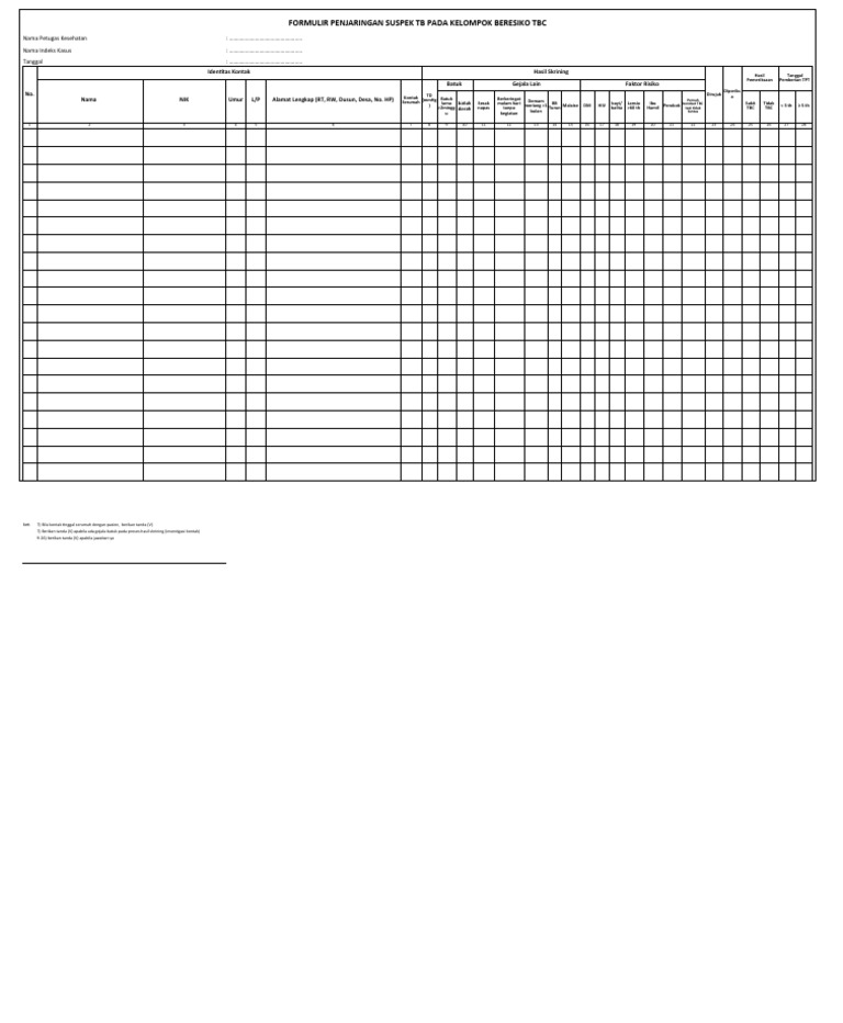 Form Penjaringan Suspek Tbc | PDF