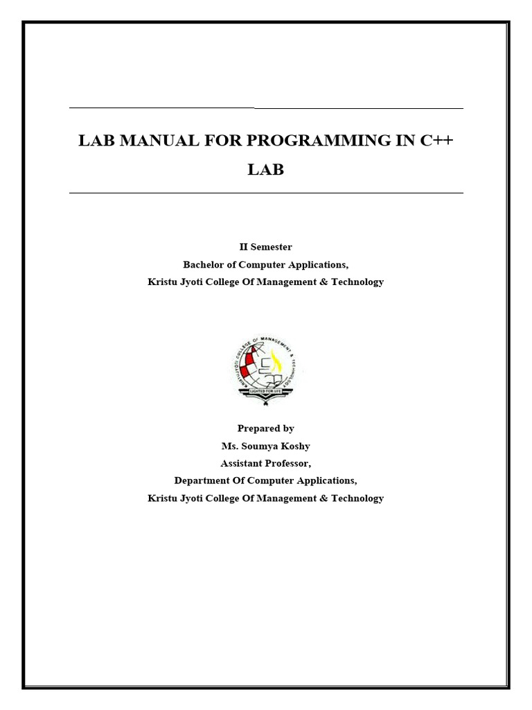 Lab Manual For Programming in CPP (First Lab Cycle) | PDF