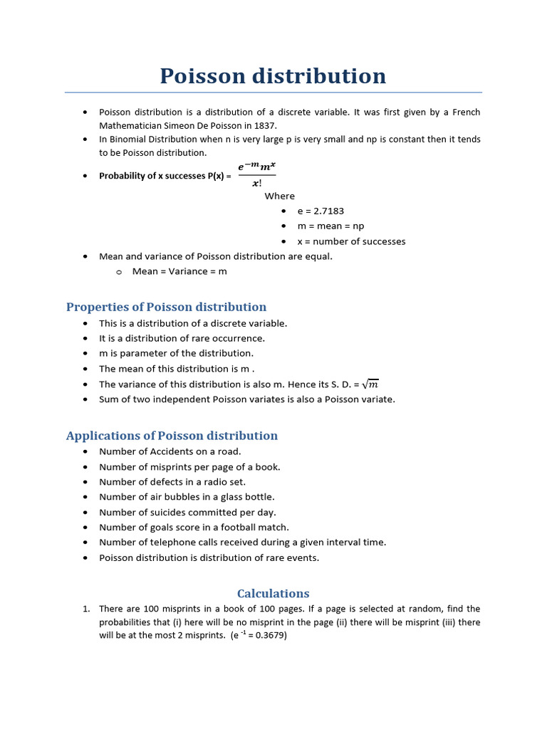 Unit 2 Poisson Distribution | PDF