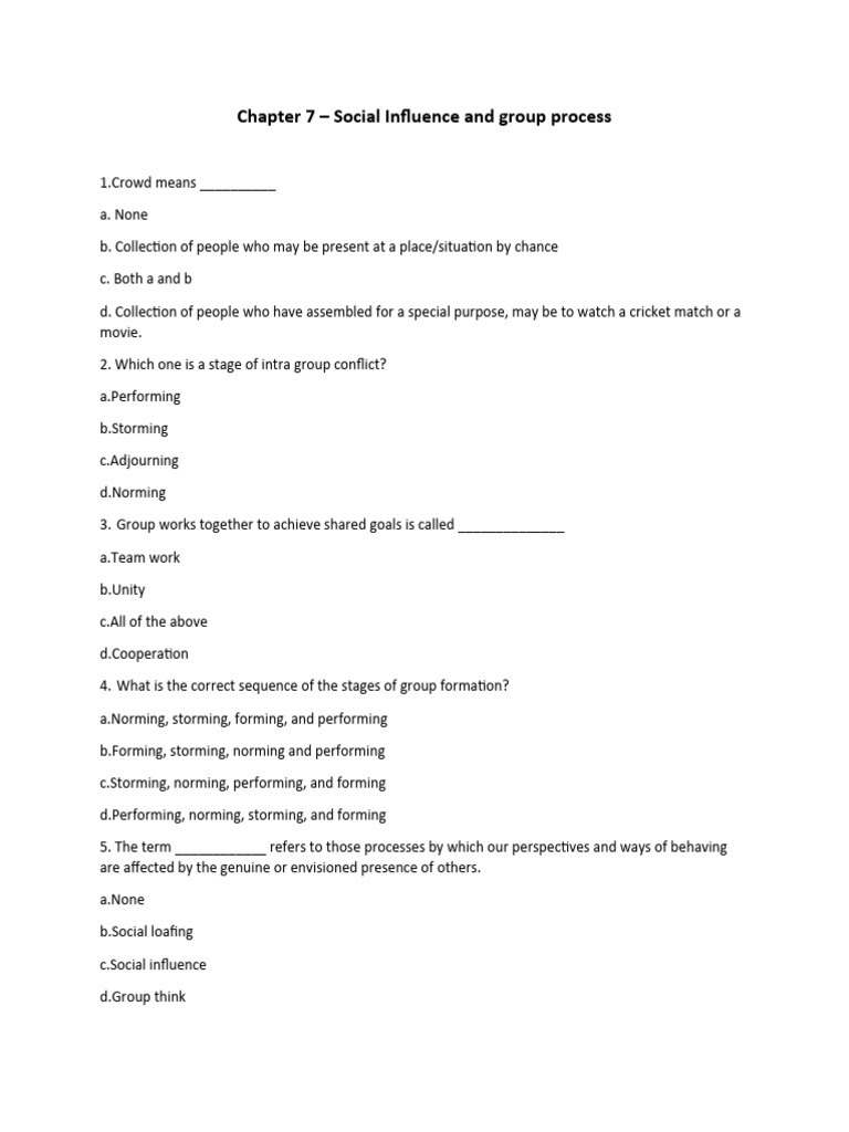 Psychology Chapter 7 Question Bank Pdf Organizational Behavior