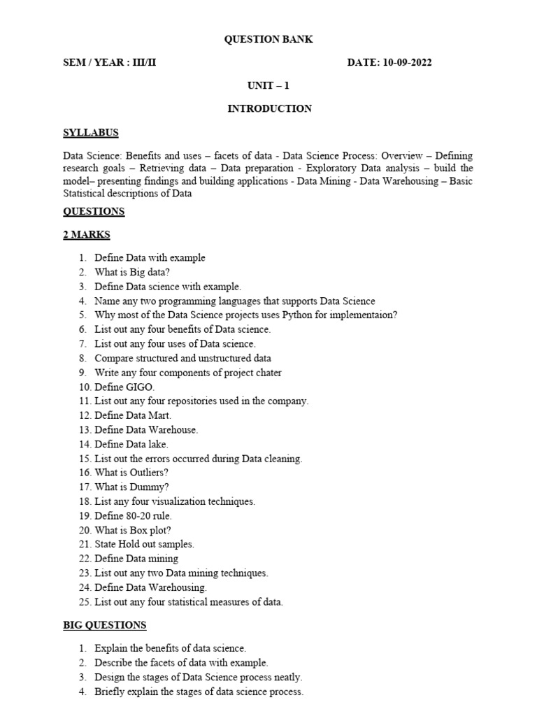 unit 1 FODS_QB | PDF