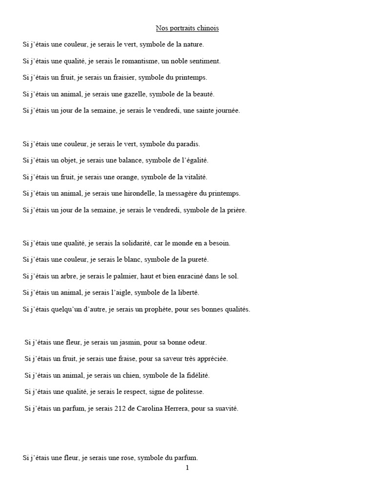 Nos Portraits Chinois | PDF