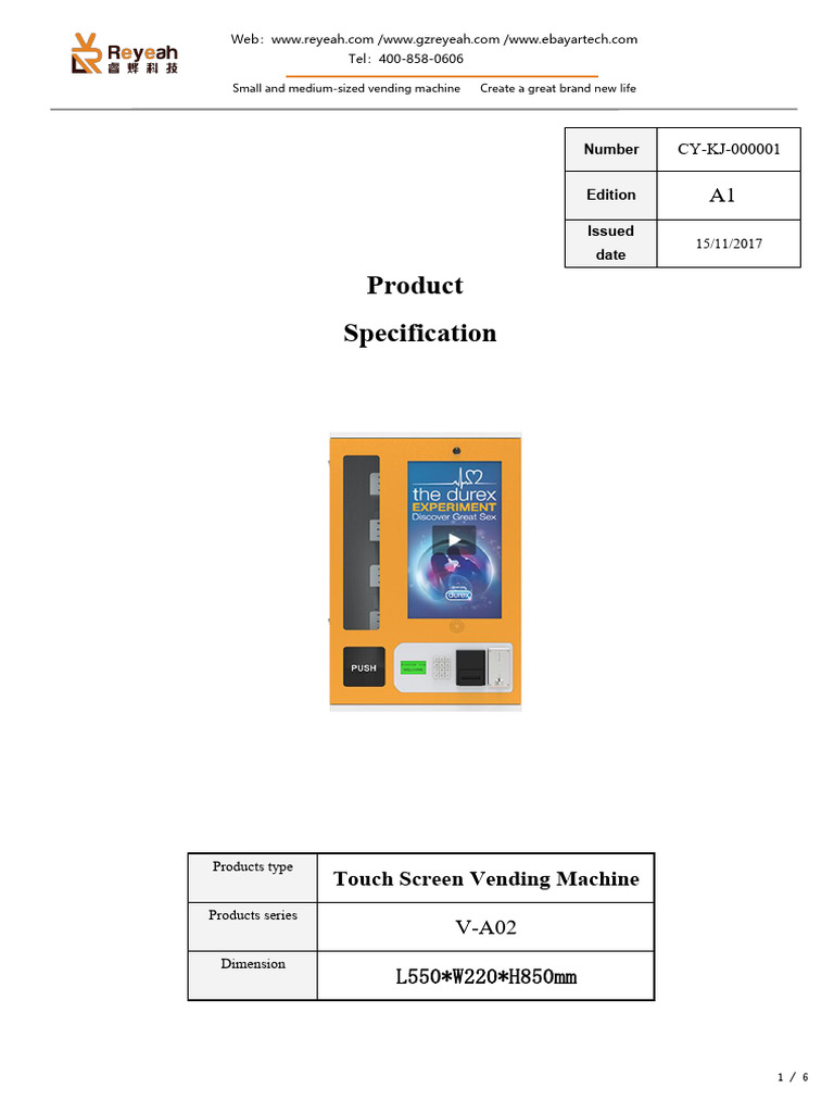 Vending Machine V-A02 | PDF | Vending Machine | Touchscreen Vending Machine V-A02 | PDF | Vending Machine | Touchscreen