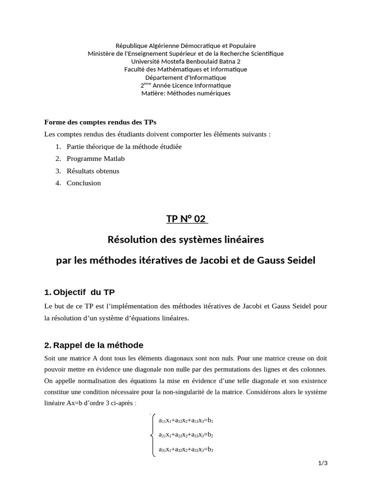 tp2 MN | PDF | Sciences et mathématiques | Ordinateurs