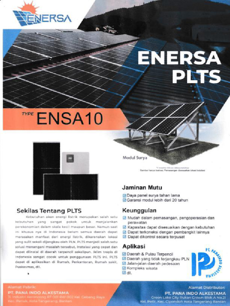 Brosur Enersa PLTS - Ensa10 | PDF | Renewable Electricity | Nature