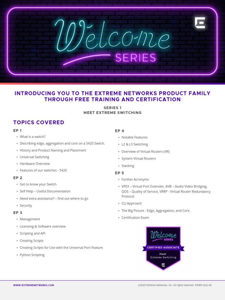 Extreme Networks 5420 Training Series | PDF
