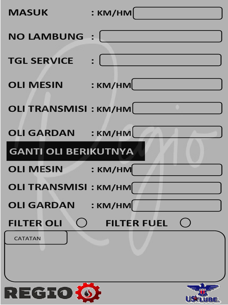 Kartu Ganti Oli | PDF