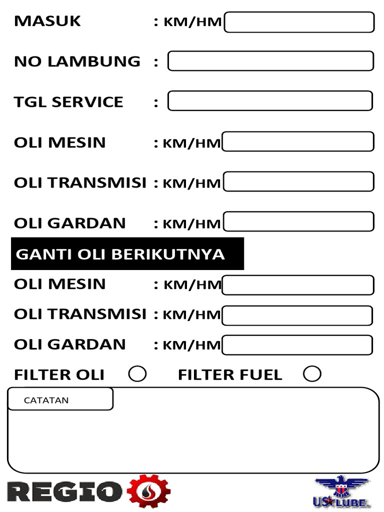 Kartu Ganti Oli Putih | PDF