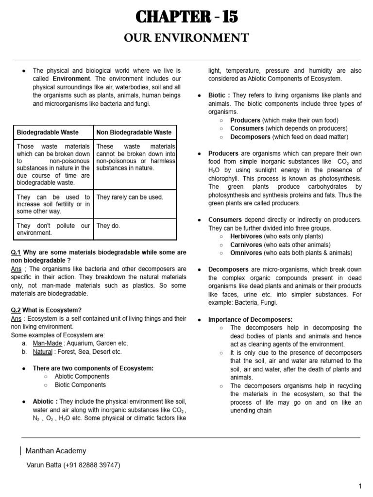 X - Environment Notes | PDF | Ecosystem | Food Web