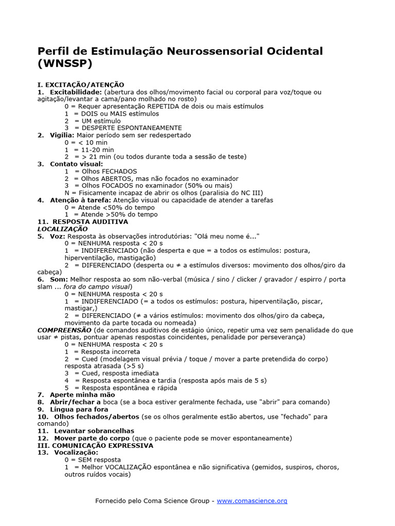 WNSSP Estimulação Sensorial | PDF | Neurociência
