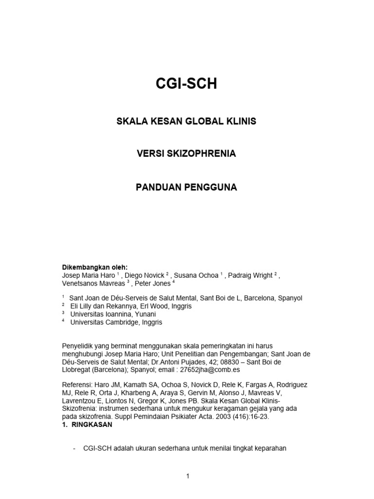 Panduan CGI-SCH untuk Skizofrenia | PDF