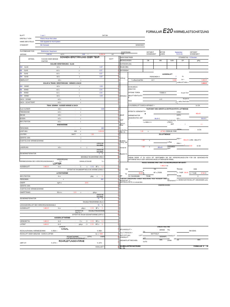 Wärmelastschätzung E20 Form-SI | PDF