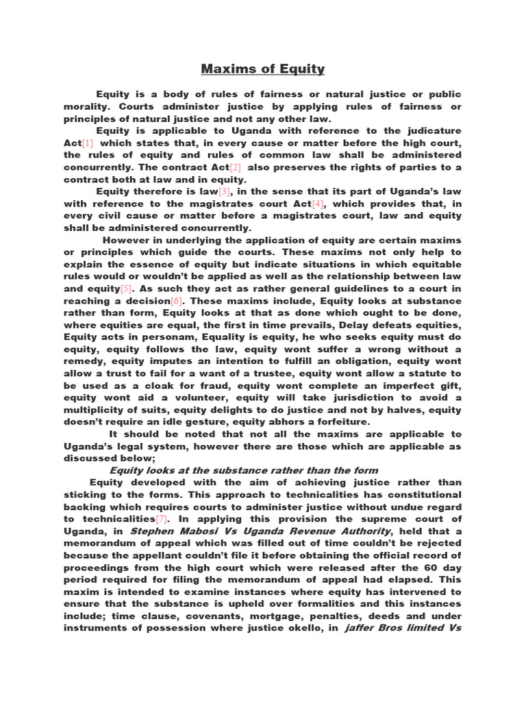 Maxisms of Equity | PDF | Equity (Law) | Legal Remedy