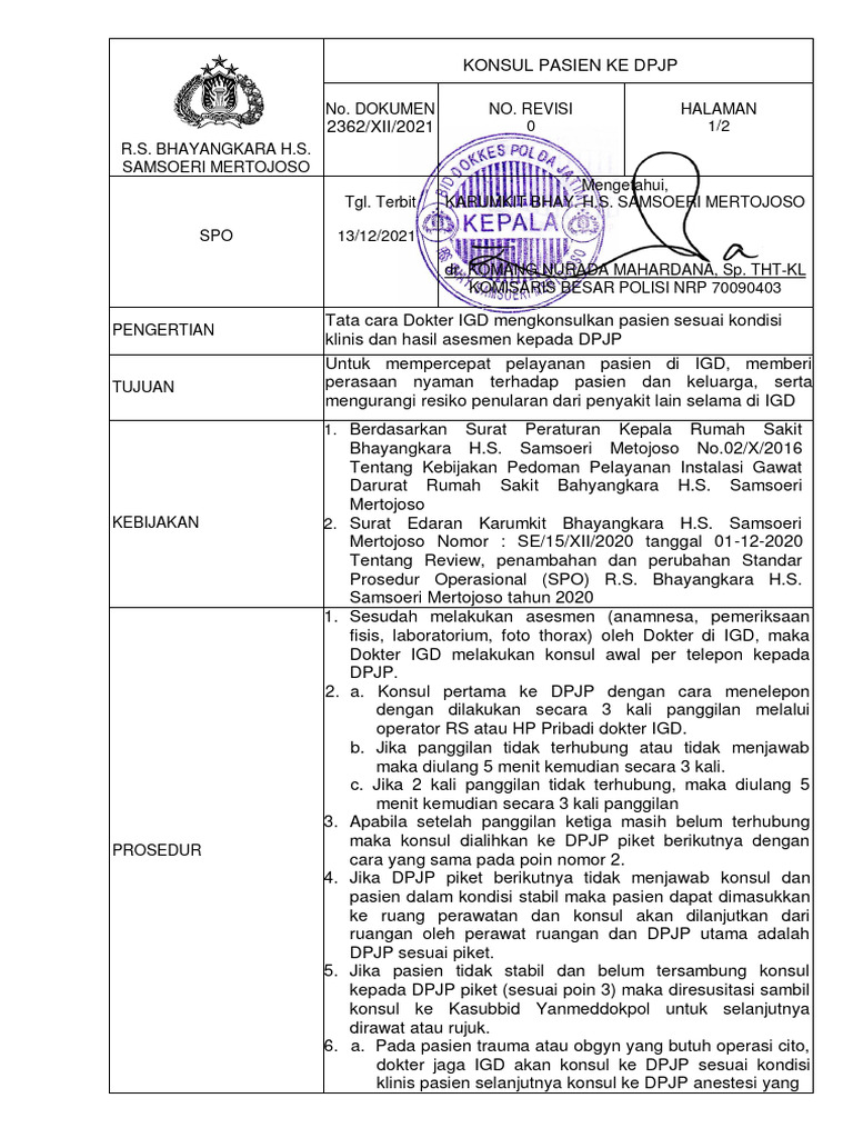 Spo Konsul Ke DPJP | PDF