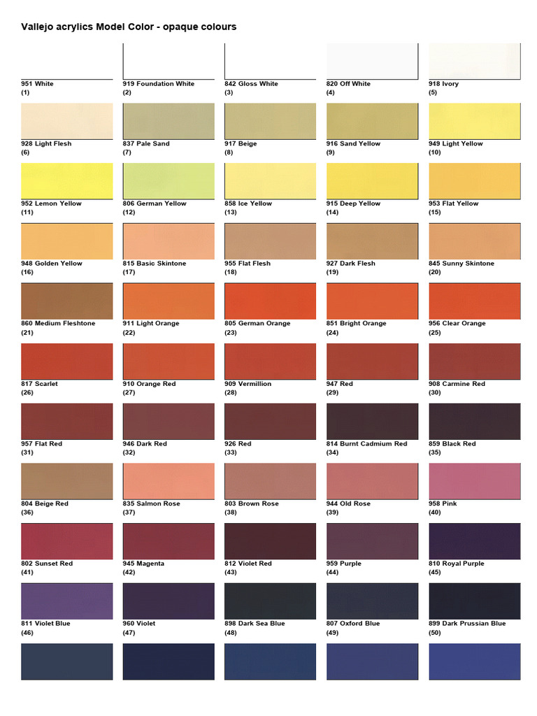 Vallejo Colour Chart | PDF | Blue | Brown
