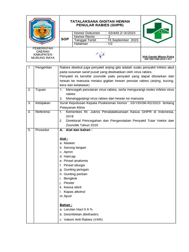Sop Tatalaksana Kasus GHPR | PDF