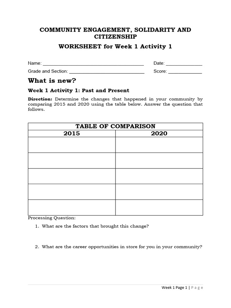 Worksheet CESC WEEK 1 NEW | PDF | Social Sciences | Science