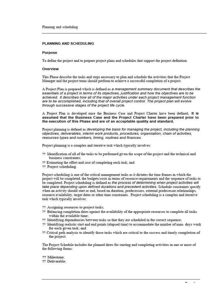 Planning and Scheduling | PDF | Project Management | Business