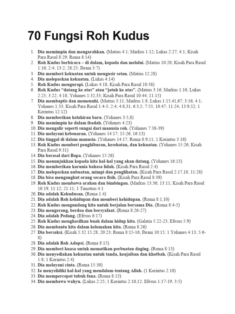 70 Fungsi Roh Kudus | PDF