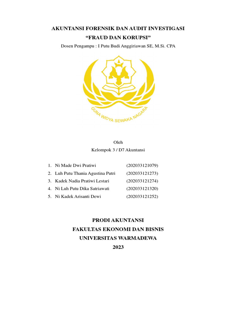 RMK 4 - KLP 3 - Akuntansi Forensik Dan Audit Investigasi | PDF