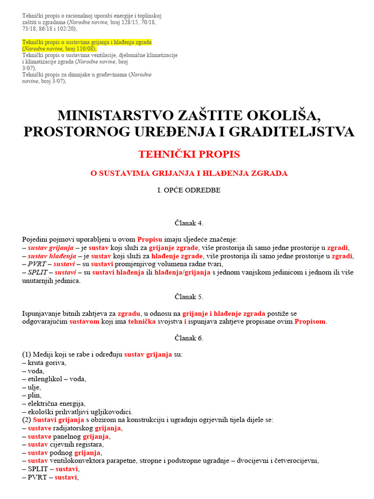 Tehnički Propis o Racionalnoj Uporabi Energije I Toplinskoj | PDF