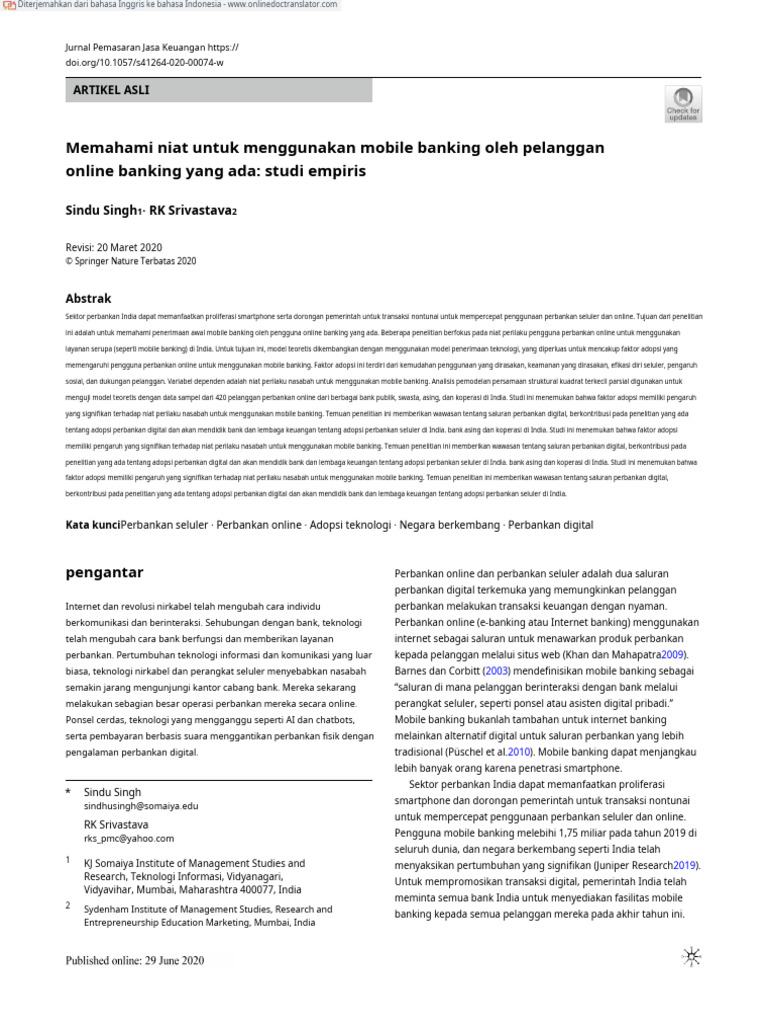 Trans Understanding The Intention To Use Mobile Banking By Exsisting