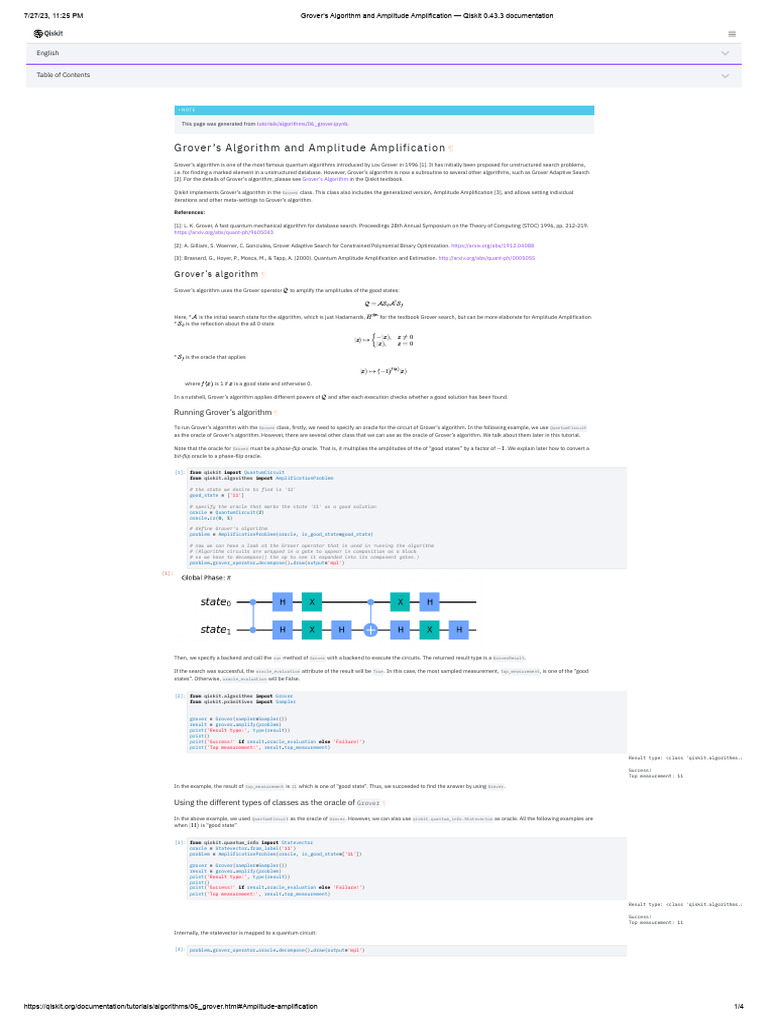 Grovers Algorithm And Amplitude Amplification Pdf Source Code Computer Science 