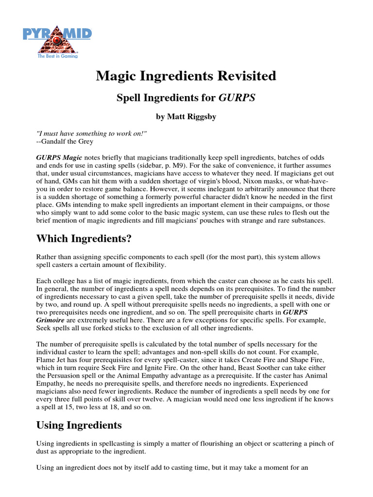 Pyramid - Gurps Magic Ingredients Revisited | PDF | Alchemy | Gemstone