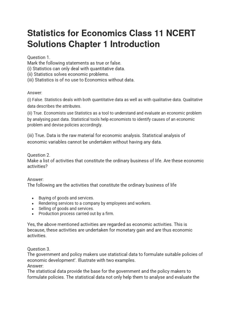 CH 1 Stats Solutions | PDF | Economics | Statistics