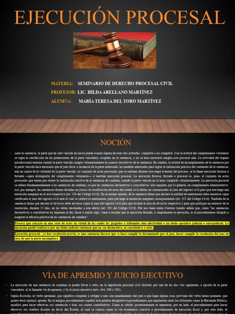Exposicion Ejecución Procesal | PDF | Sentencia (ley) | Ley procesal