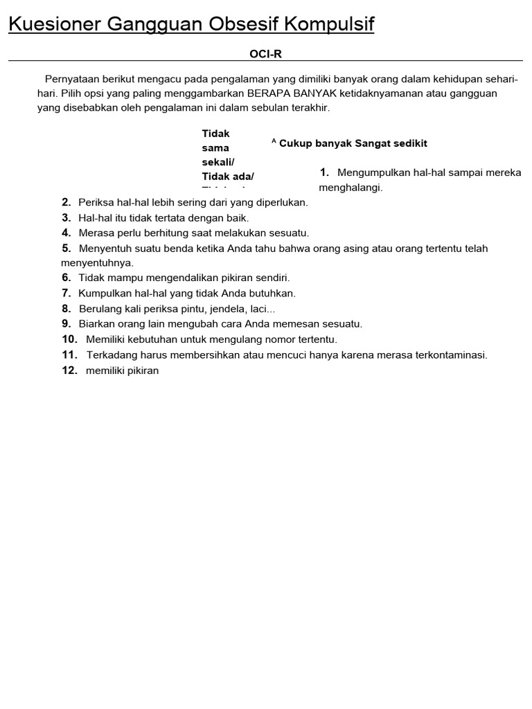 Kuesioner OCI R | PDF