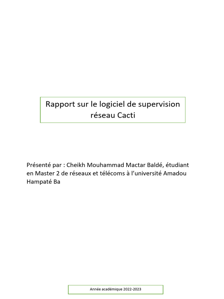 Rapport Sur Le Logiciel Cacti | PDF