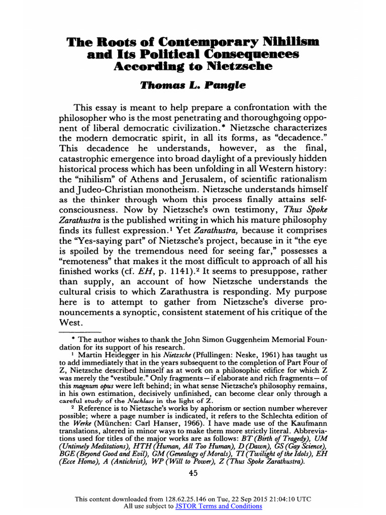 The Roots of Contemporary Nihilism and Its Political Consequences ...