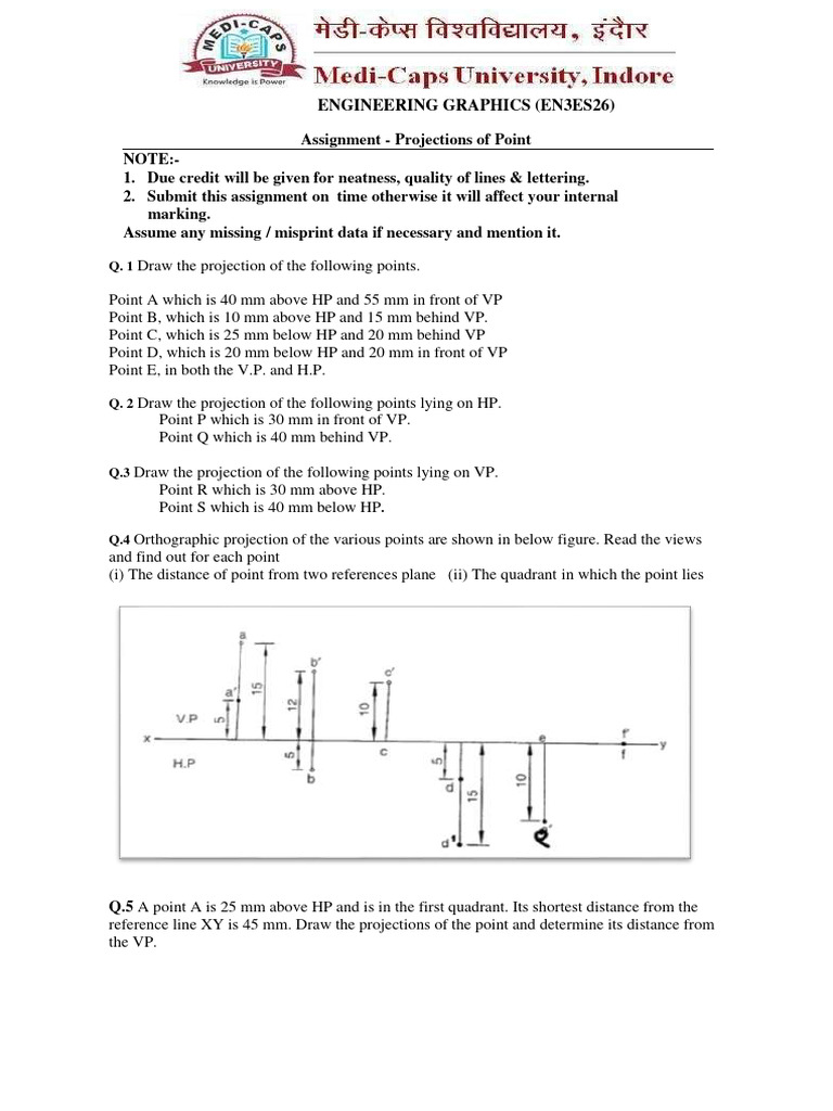 Projections in Engineering Graphics Assignment | PDF | Cartesian ...