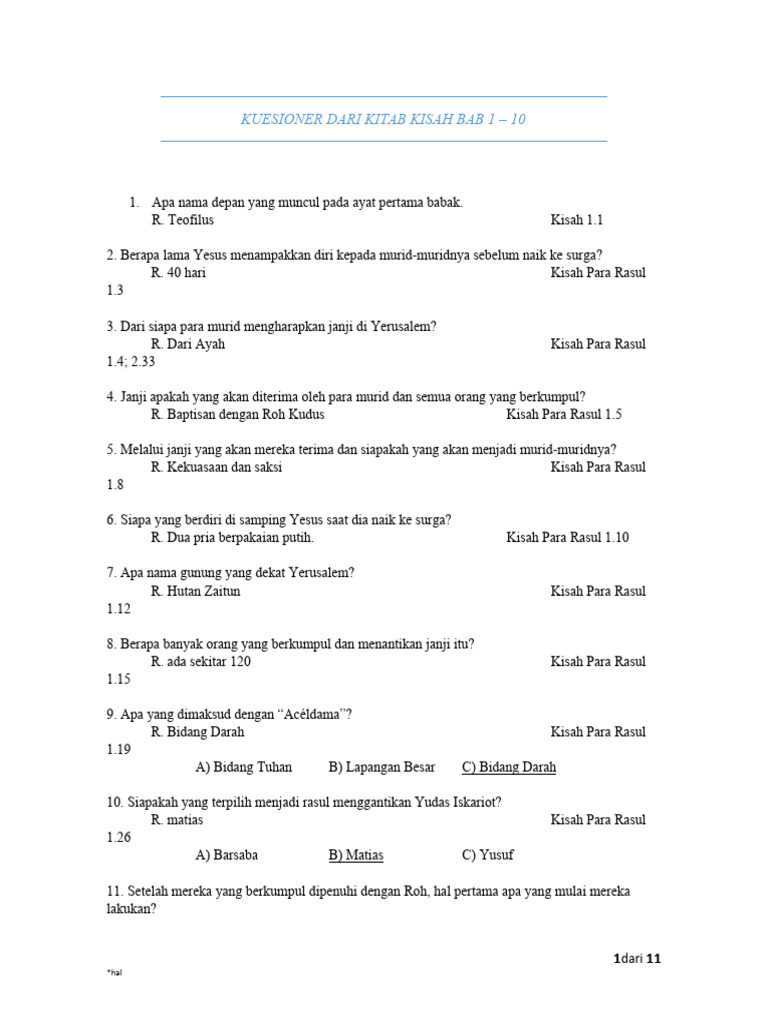 Kuis Fakta Bab 1-10 (ELP) | PDF