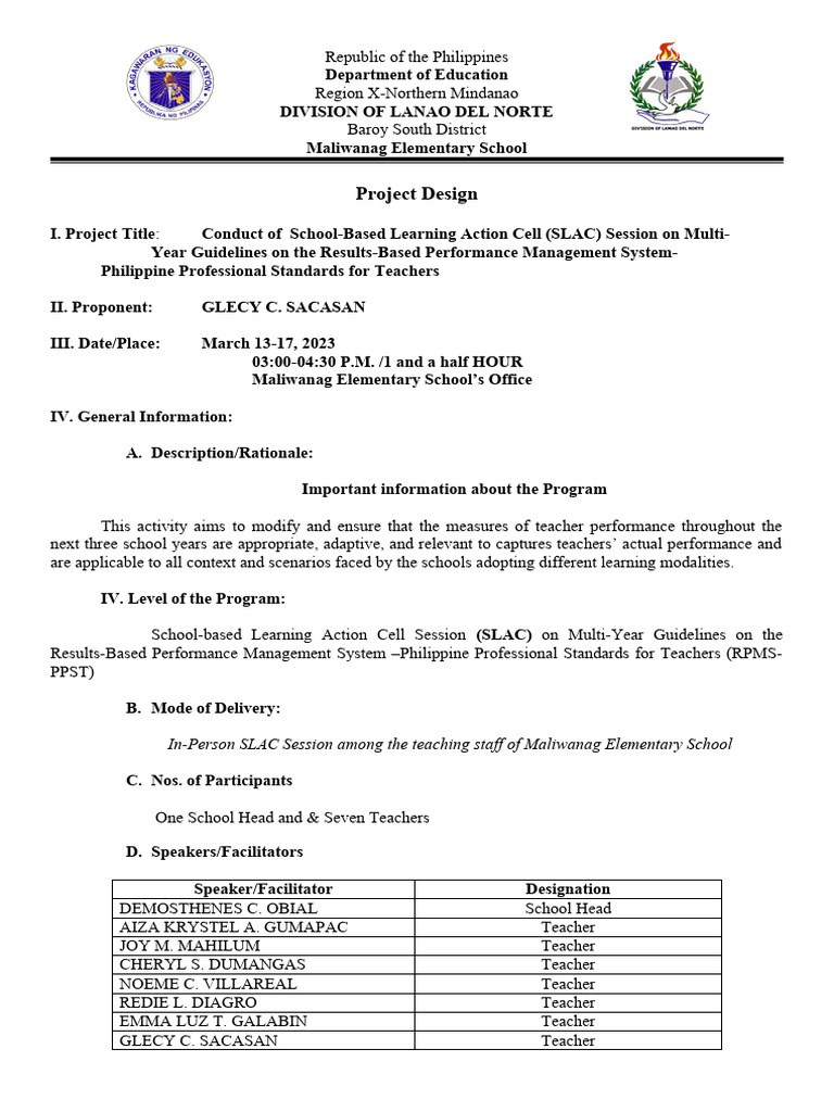 Proposal For RPMS 2023 | PDF | Learning | Cognition