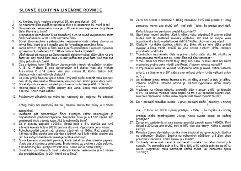 Slovne Ulohy | PDF