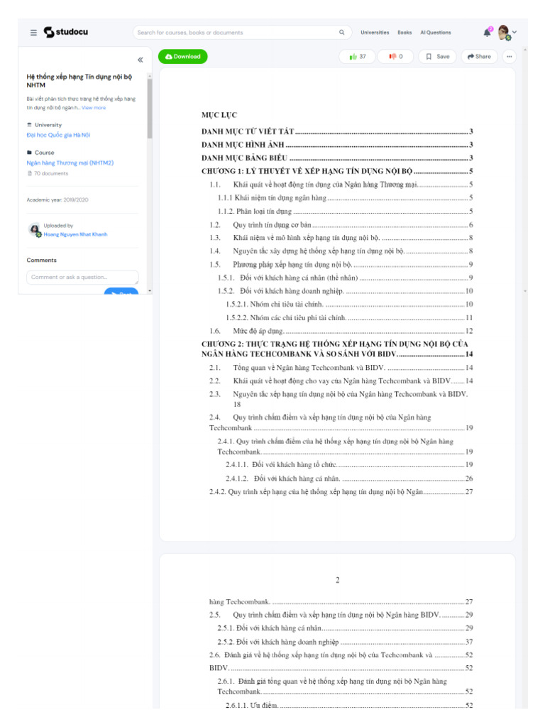 He Thong-Xep-Hang-Tin-Dung-Noi-Bo-Nhtm | PDF