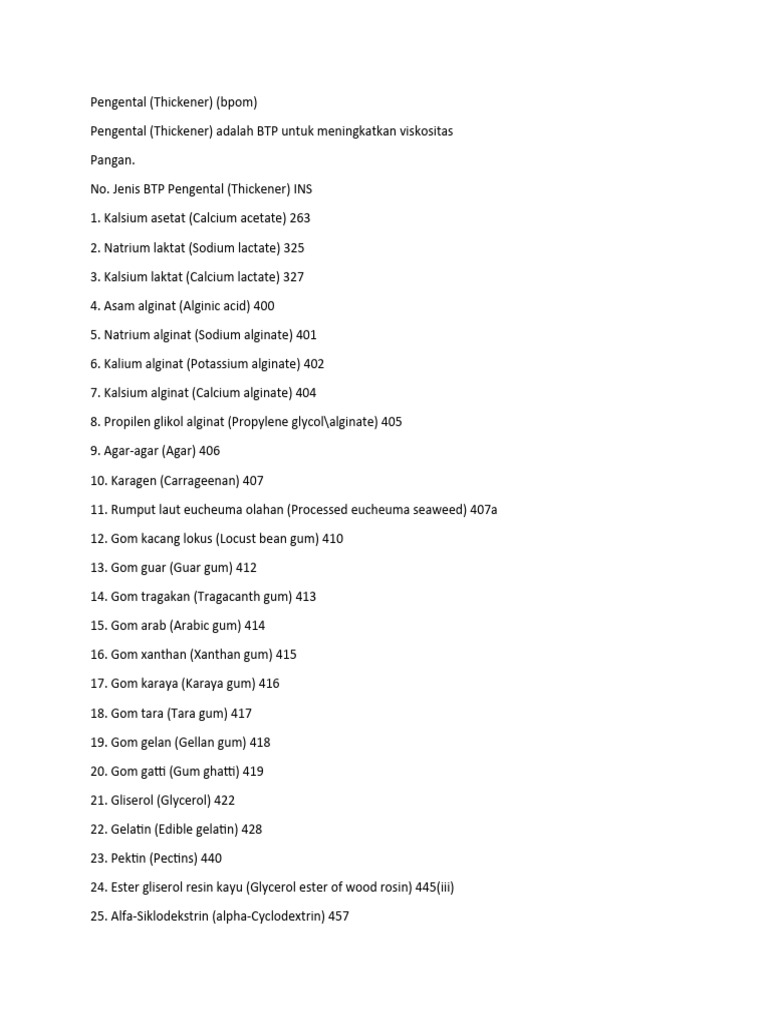 Pengental List | PDF | Sodium | Materials