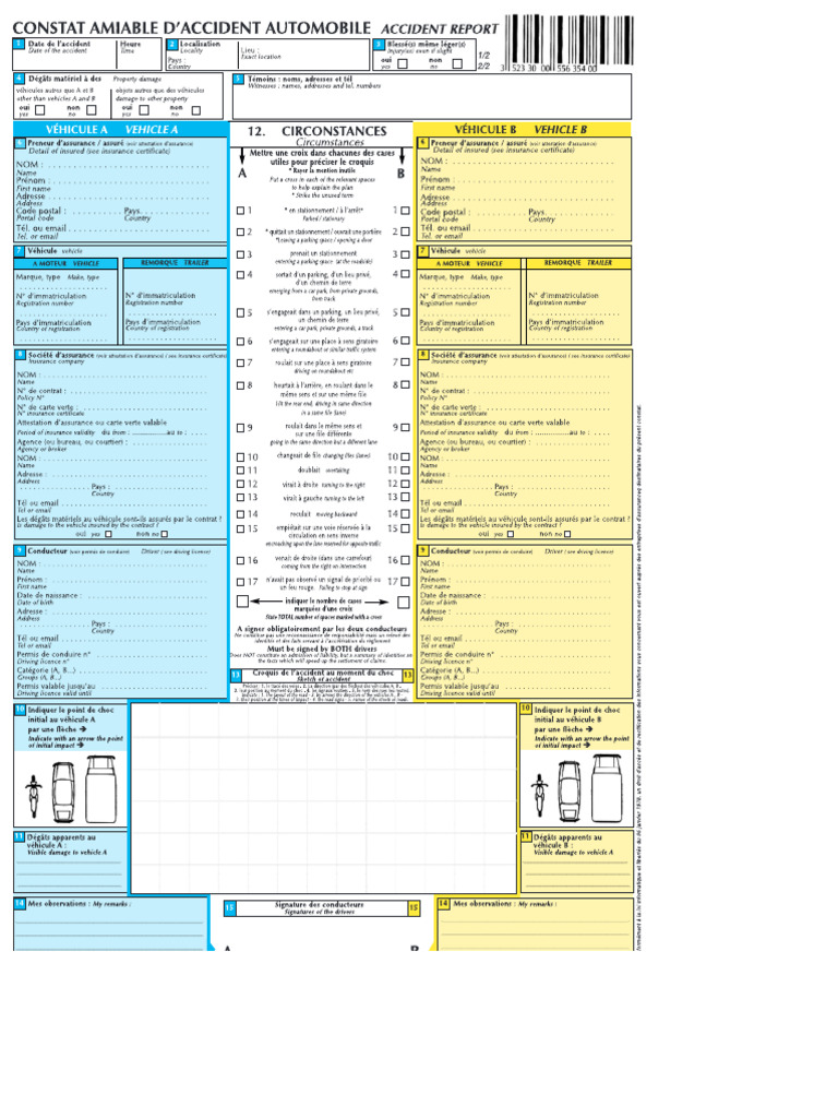 Constat Amiable D'accident Automoblile | PDF