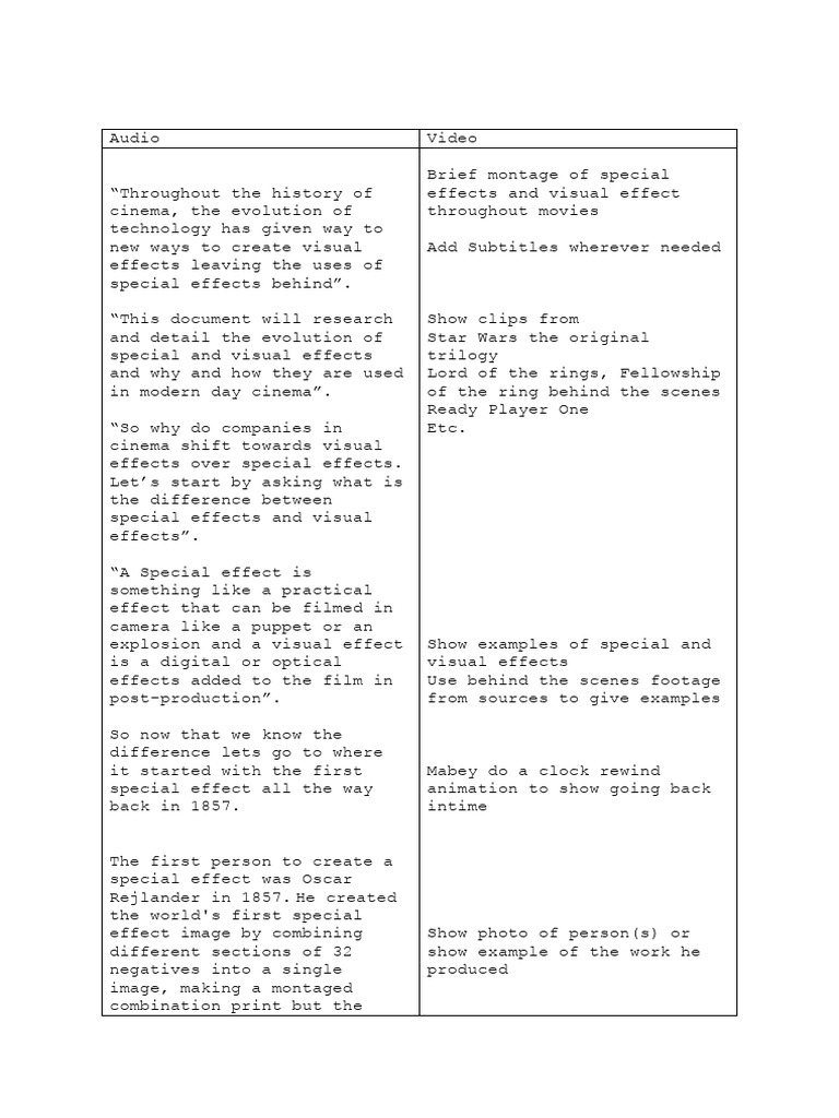 Audio and Visual Script 2 | PDF | Computer Generated Imagery | Filmmaking