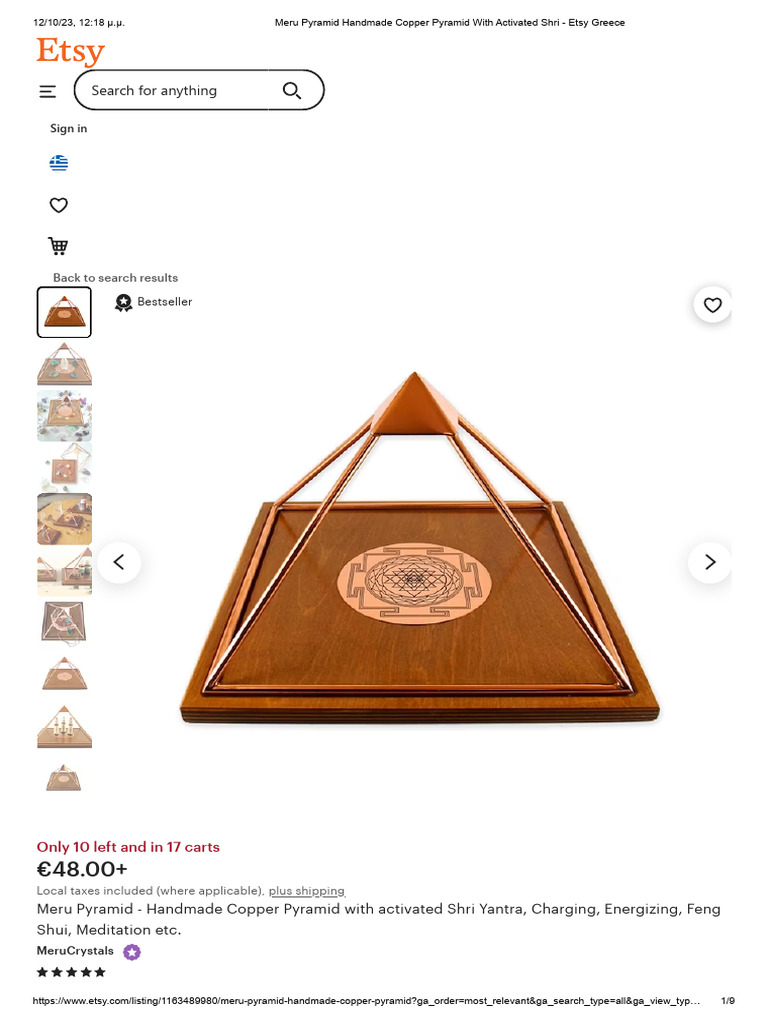 Meru Pyramid Handmade Copper Pyramid With Activated Shri - Etsy Greece ...