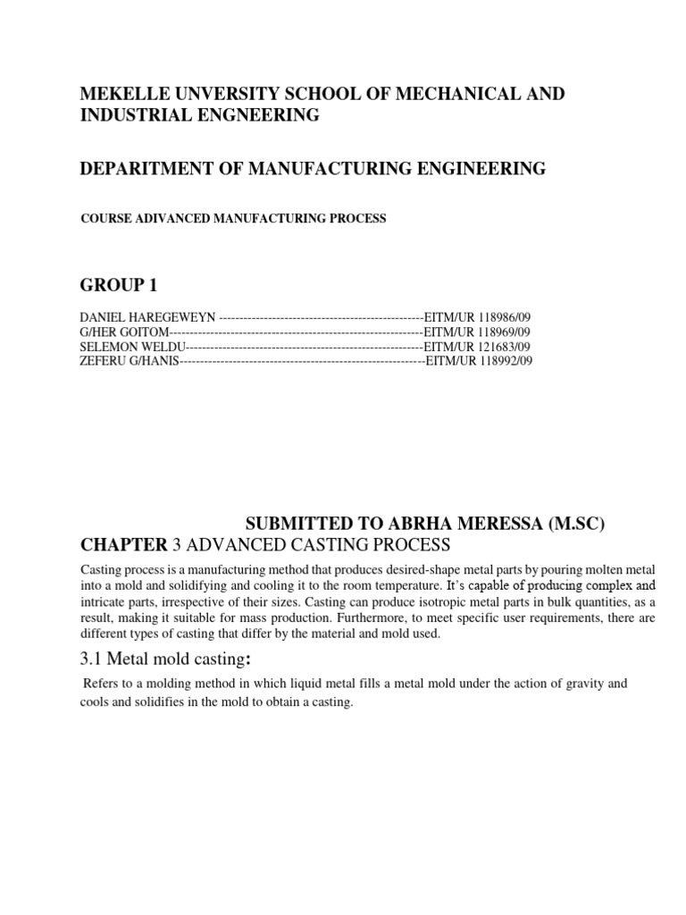 Final Assignment AMP | PDF | Casting | Building Engineering